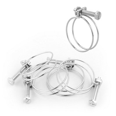 KCT Universal Adjustable Double Wire Hose Clips 37-42mm Metal Screw ...