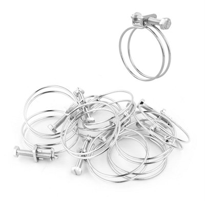 KCT Universal Adjustable Double Wire Hose Clips 50-55mm Metal Screw ...