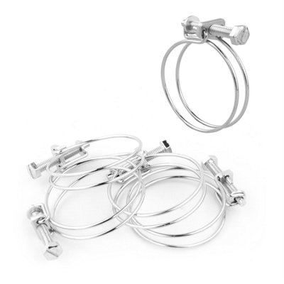 KCT Universal Adjustable Double Wire Hose Clips 50-55mm Metal Screw ...