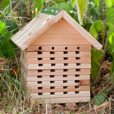 KCT Wooden Bee House Hotel Insect Bug Shelter Solitary Bumblebee ...