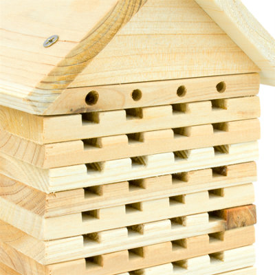 KCT Wooden Bee House Hotel Insect Bug Shelter Solitary Bumblebee ...
