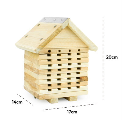 KCT Wooden Bee House Hotel Insect Bug Shelter Solitary Bumblebee ...