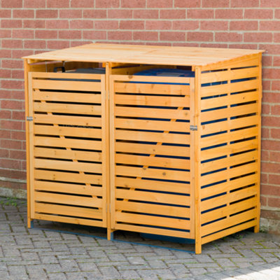 KCT Wooden Wheelie Bin Store Outdoor Storage Shed - Double ( 2 x 240L)