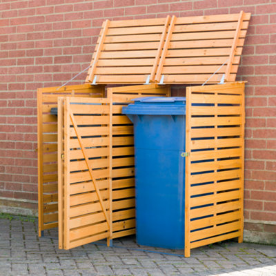 KCT Wooden Wheelie Bin Store Outdoor Storage Shed - Double ( 2 x 240L)