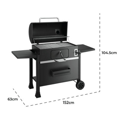 KCT XXL Charcoal BBQ Grill Extra Large Smoker Barbecue with Utensil ...