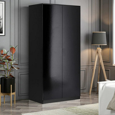 Keaton Matt Black 2 Door Freestanding Large Double Wardrobe