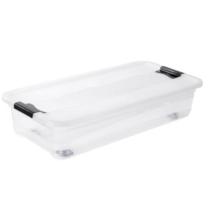 Keeeper Crystal Box 33 Litre with Lid and Caster Wheels - Transparent