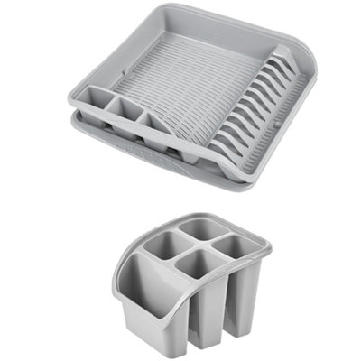 Keeeper Dish Drainer Rack With Drip Tray & 5 Compartments Cutlery ...