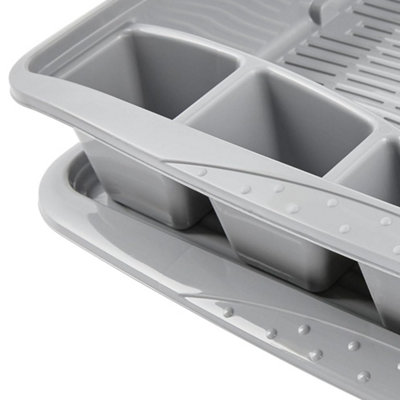 Keeeper Dish Drainer Rack With Drip Tray & 5 Compartments Cutlery ...