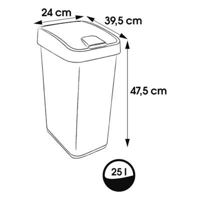 Keeeper Premium Waste Bin with Flip Lid 25 Litre - Black/Blue