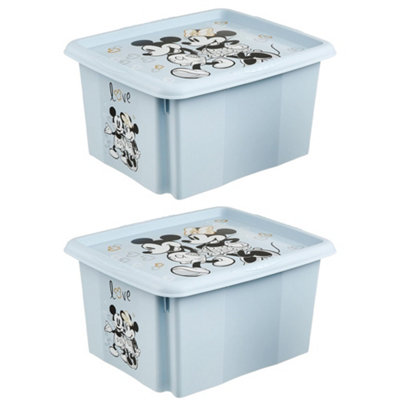 Keeeper Set of 2 Mickey Mouse Turn Around Stackable Box 24 Litre with ...