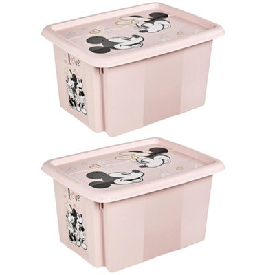 Keeeper Set of 2 Minnie Mouse Turn Around Stackable Box 15 Litre with ...