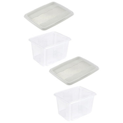 Keeeper Set of 2 Storage Box 45 Litre with Lid Turn Around Stacking System