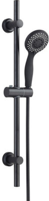 KeenFix Matt Black 700mm Shower Riser Rail Kit | DIY at B&Q