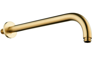 KeenFix Round Overhead 345mm Brass Shower Head Wall Outlet Arm: Brushed ...