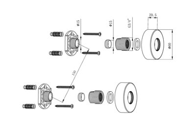 KeenFix Round Shower Bar Valve Easy Fix Fit Kit: Chrome