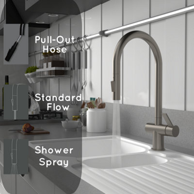 Keenware Kingsbury XL Gun Metal Dual Spray Pull Out Monobloc Kitchen Tap