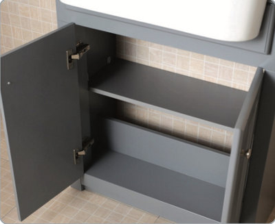 Keenware KVU-008 Matt Grey Vanity Unit With Traditional Belfast Sink: 600mm