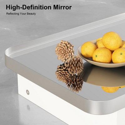 KEEPREAPER Bathroom Mirror Cabinet with Curved Design 2 Glass Shelves ...