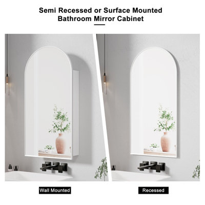 KEEPREAPER Sleek Arched Bathroom Mirror Cabinet Brushed Nickel 40 x 80 ...