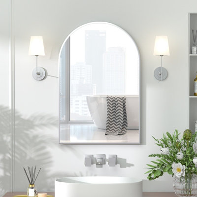 KEEPREAPER Sleek Arched Bathroom Mirror Cabinet Wall Mounted 51x76 with ...