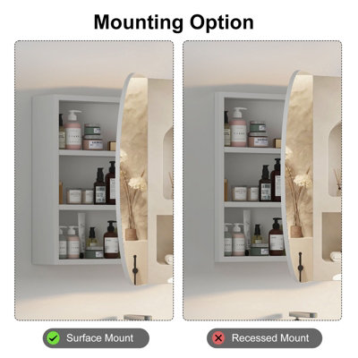 KEEPREAPER Sleek Bathroom Mirror Cabinet with 2 Butterfly Doors and 5 ...