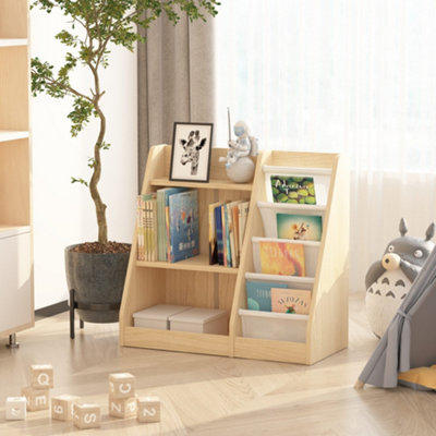 KEEPREAPER Stylish Kids Wooden Bookshelf Burlywood Small Montessori ...
