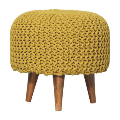 Keeva Compact Design Mustard Round Footstool | DIY at B&Q