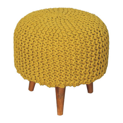 Keeva Compact Design Mustard Round Footstool