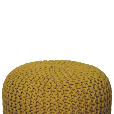 Keeva Compact Design Mustard Round Footstool