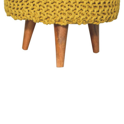 Keeva Compact Design Mustard Round Footstool