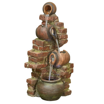 Kelkay Easy Fountain Flowing Jugs with Lights Mains Plugin Powered ...