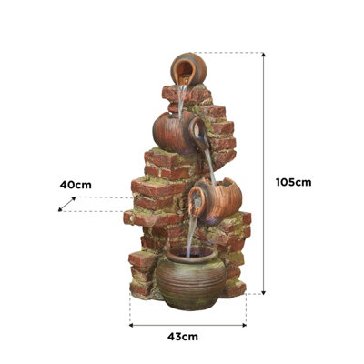Kelkay Easy Fountain Flowing Jugs with Lights Mains Plugin Powered ...