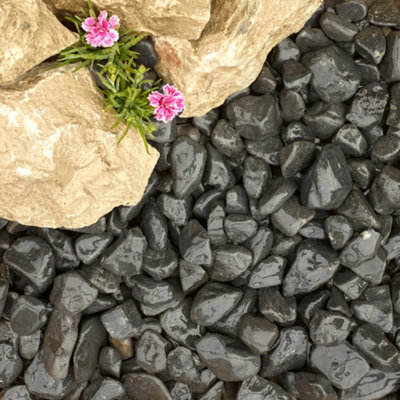 Kelkay Onyx Black Cobbles Premium Aggregates Cobbles Bulk Bag 750kg