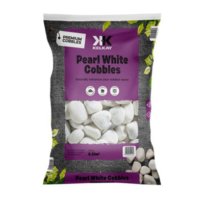 Kelkay Pearl White Cobbles Premium Aggregates Cobbles 20Kg Large Pack