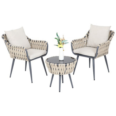 Kelly Rope Bistro Set Garden or Patio Furniture in Beige
