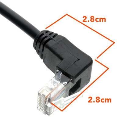 kenable Cat5e Copper RJ45 Straight to Right Angle Plug UP Ethernet ...