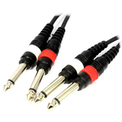 kenable PULSE 2 x 6.35mm Male Mono Jack Plugs to Jacks Shielded Cable 6m
