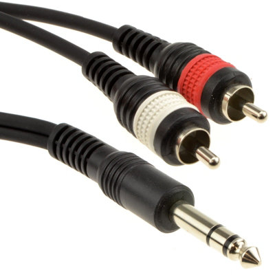 kenable PULSE PRO 6.35mm Stereo Jack to 2 x Phono Plugs Helical ...