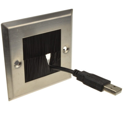 kenable STEEL Cable Entry Exit BRUSH Faceplate for Wall Outlet UK ...