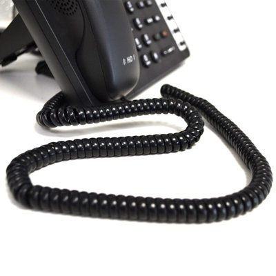 KENABLE TELEPHONE HANDSET COILED RJ10 PLUG TO RJ10 PLUG CABLE LEAD BLACK 5M