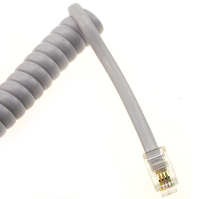 kenable Telephone Handset Coiled RJ10 Plug to RJ10 Plug Cable Lead White 5m