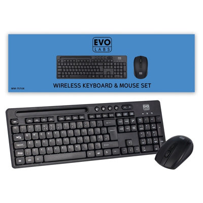 kenable Wireless Full Size QWERTY Keyboard & 4 Button Mouse Set for PC ...