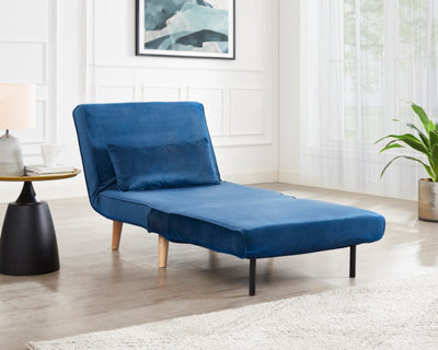 Buy Kendal Blue Velvet Single Futon Sofa Bed at B&Q