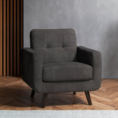 Kendal Fixed Back Graphite Boxed Arm Single Seater Armchair
