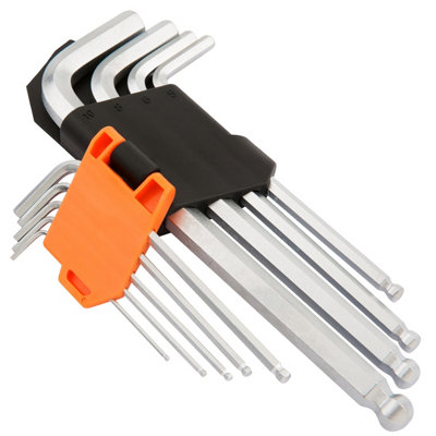 Kendo Long Arm Ball End Hex Key Set 9 Pieces