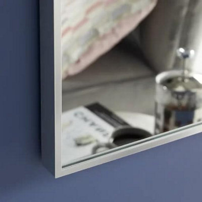 Kennington Silver Frame Rectangular Shaped Wall Mirror Of H 60 x W 40 cm