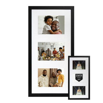 Kenro Senator Series Black Wood Photo Frame with White Mat for 3 Photos ...