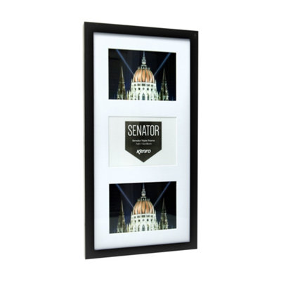 Kenro Senator Series Black Wood Photo Frame with White Mat for 3 Photos ...