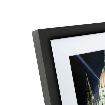Kenro Senator Series Black Wood Square Photo Frame Size 8x8" / 20x20cm with White Mat for Photo ...